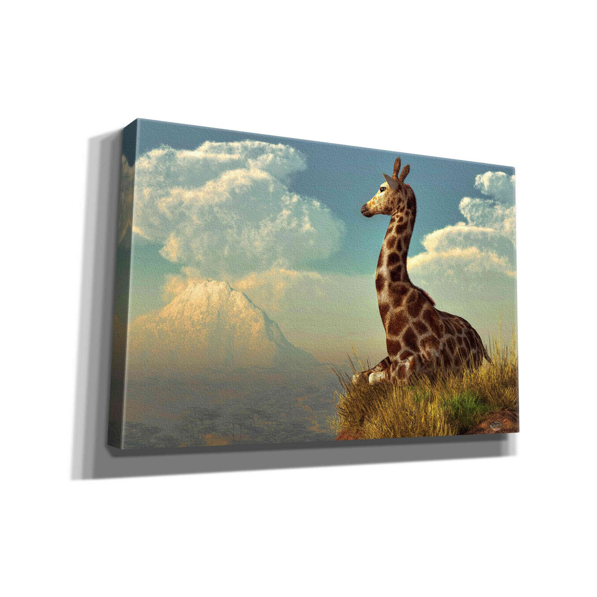 Red Barrel Studio Kabe Giraffe And Distant Mountain On Canvas by Daniel ...