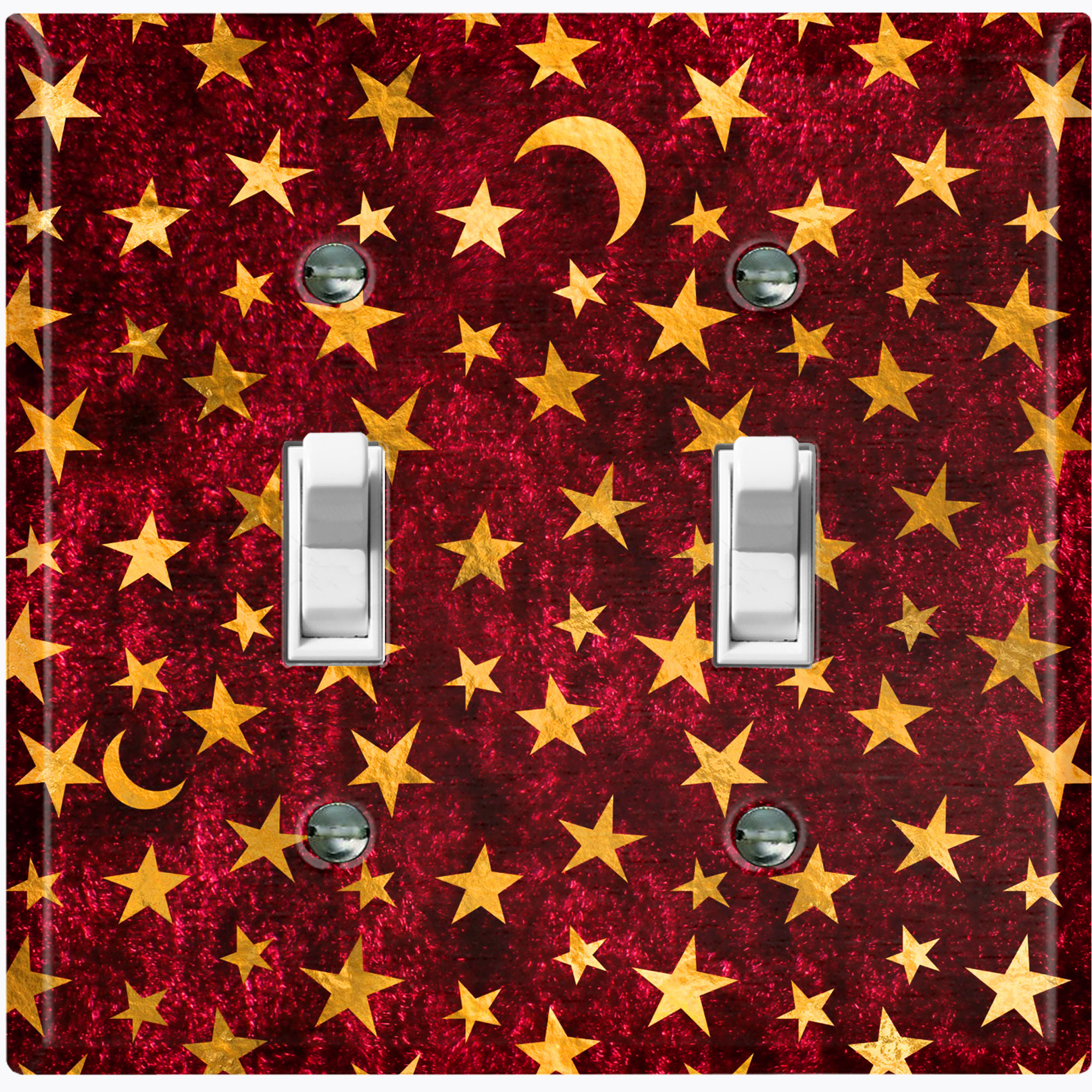 WorldAcc Metal Light Switch Plate Outlet Cover (Night Star Moon Red ...
