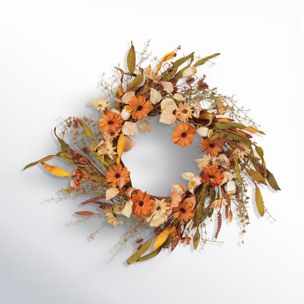 The Holiday Aisle® 22" Harvest Flower & Berries Fall Wreath & Reviews ...