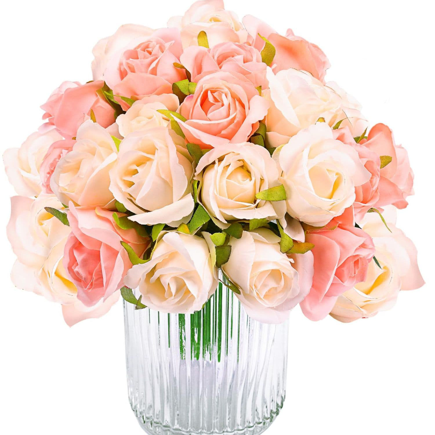 Primrue 24-heads artificial rose bouquet. Silk roses with stems. For ...