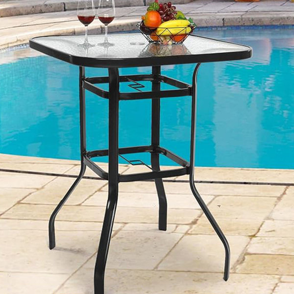 Lark Manor™ Outdoor Bar Table with Umbrella Hole Metal Patio Bar Table ...