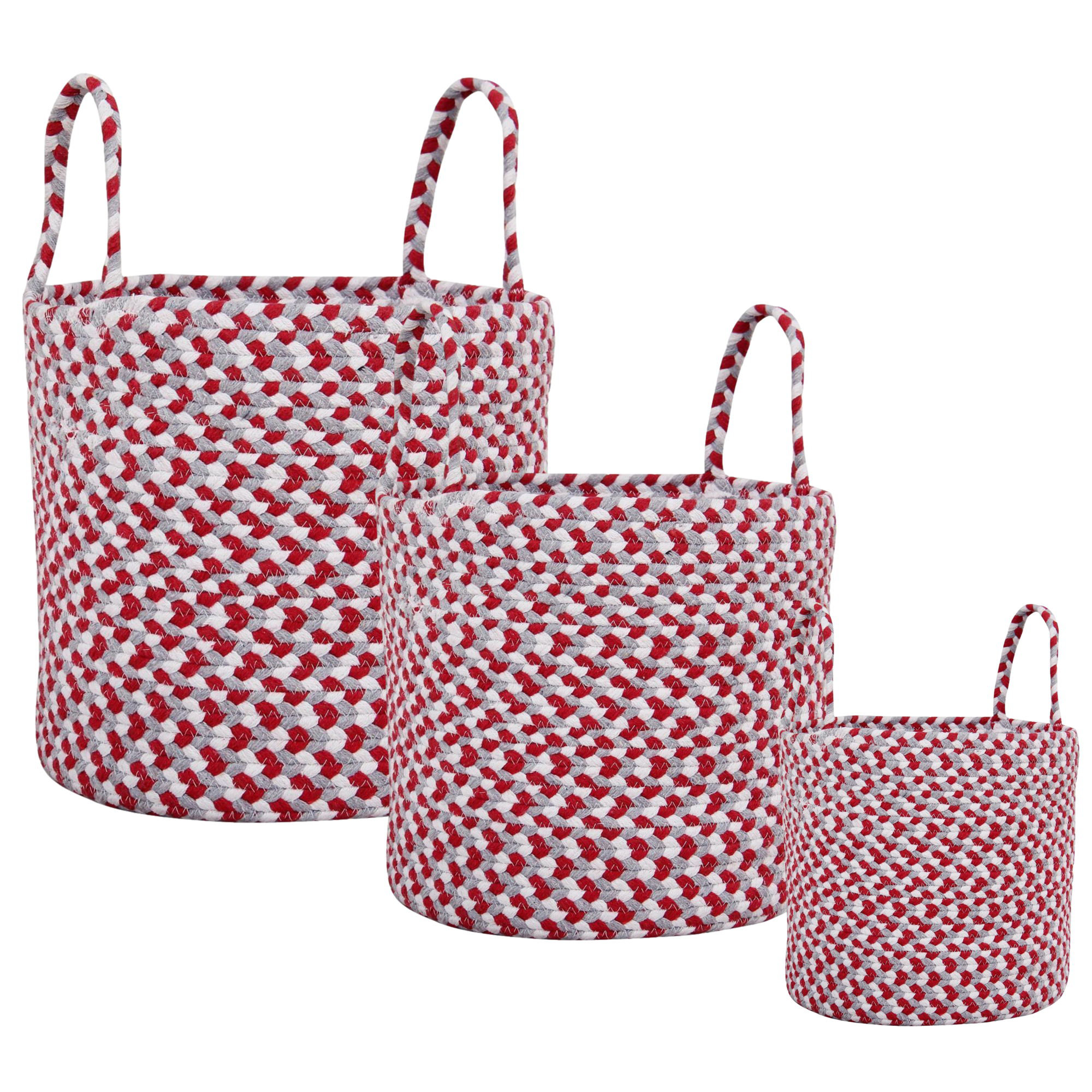 Highland Dunes Farmhouse Braided 3 Pieces Cotton Rope Basket Set ...