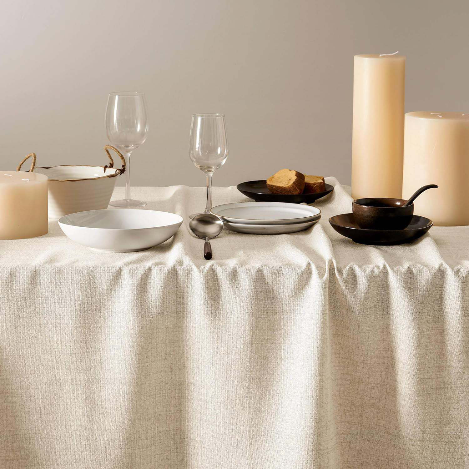 One Allium Way® Linen Tablecloth For Rectangle Table 52X70 Inch Natural ...