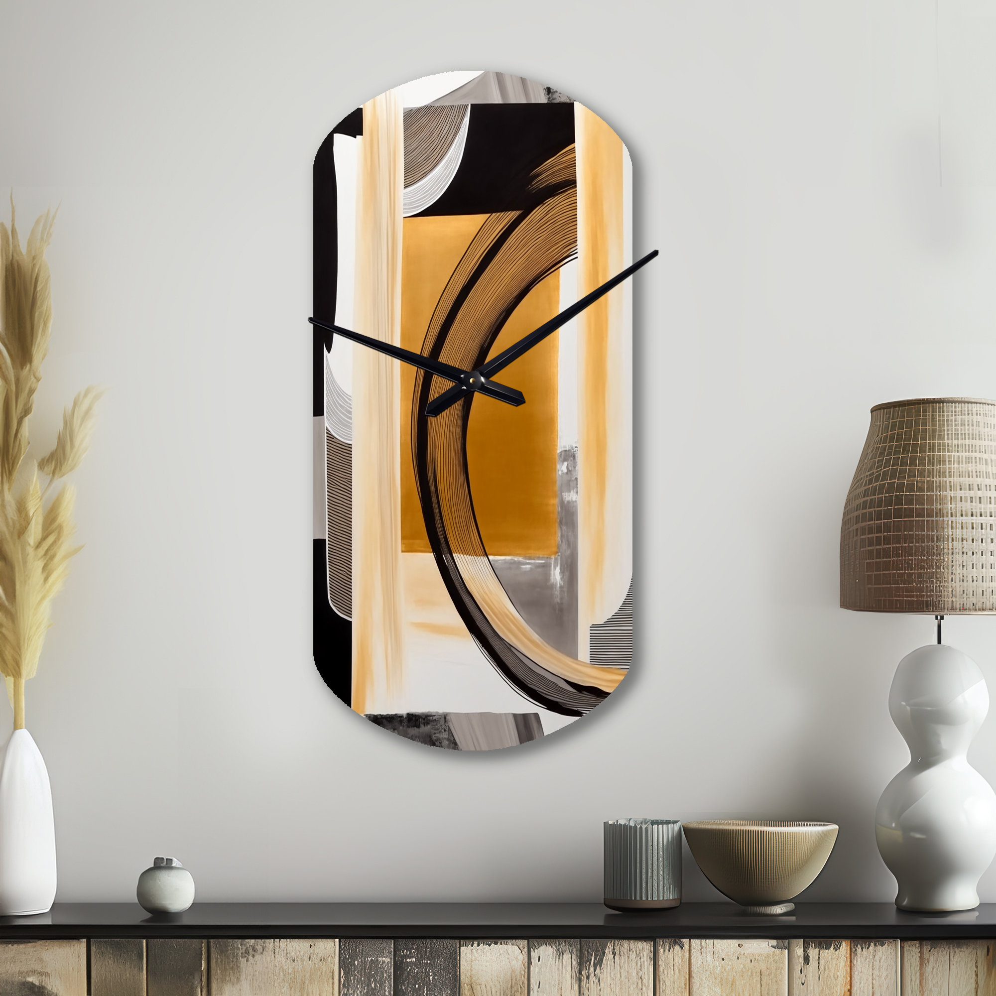 Design Art Glam Art Deco Abstract III - Abstract Cylinder Metal Wall ...