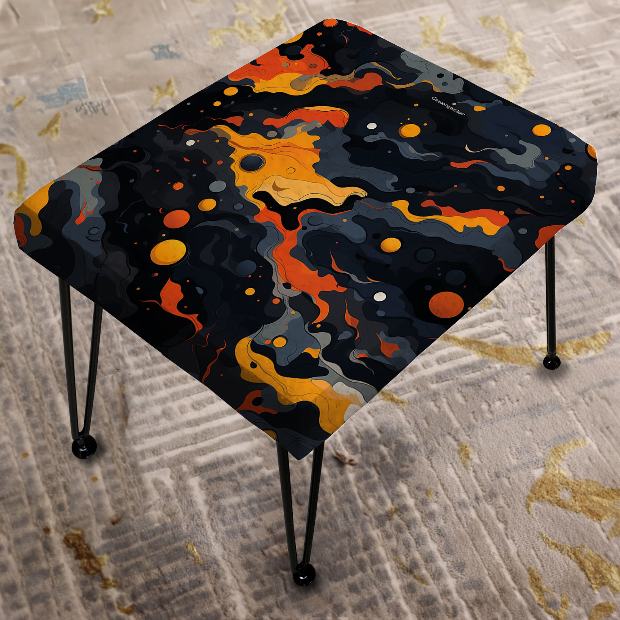 Design Art Cosmic Camo Odysseus - Abstract Rectangle Ottoman | Wayfair
