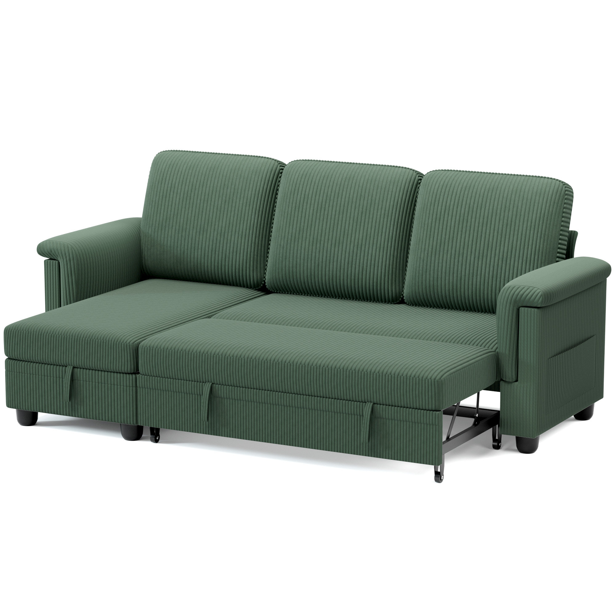 Ebern Designs Corduroy Versatile Sectional Couch, Small Sleeper Sofa ...