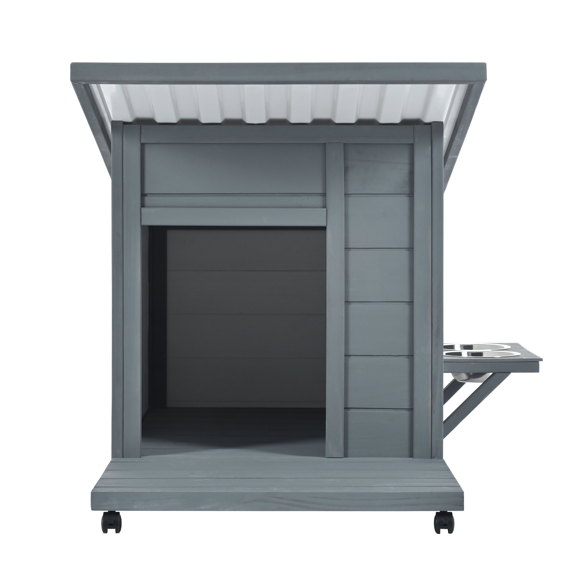 Latitude Run® Grey And White Pet House With 4 Movable Wheels Drainage ...