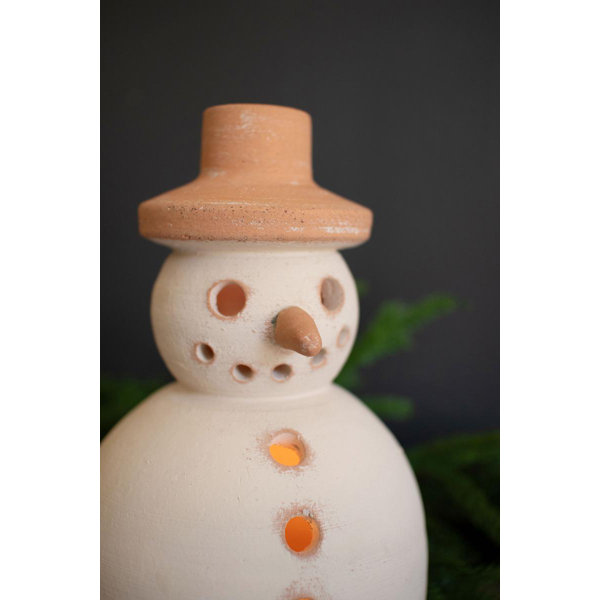 The Holiday Aisle® IVORY AND TERRACOTTA SNOWMAN LUMINARY | Joss & Main