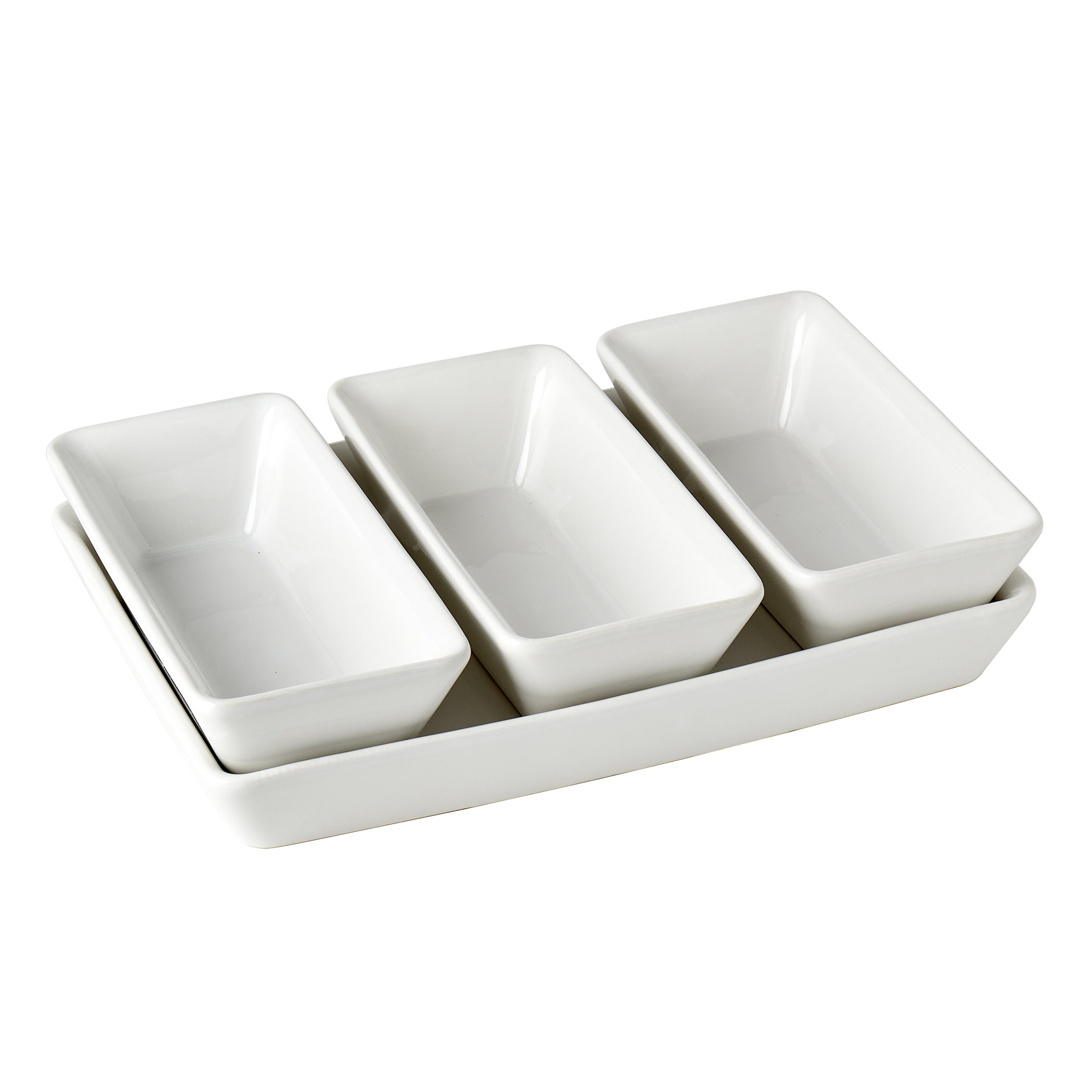 Denmark Tools for Cooks White 4-piece Rectangular Ceramic Serving Set ...
