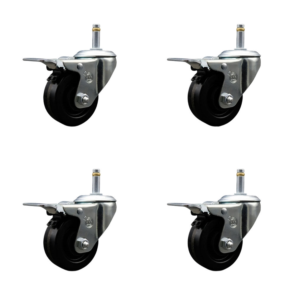 Service Caster Swivel Grip Ring Stem Caster Set Total Lock Brake | Wayfair