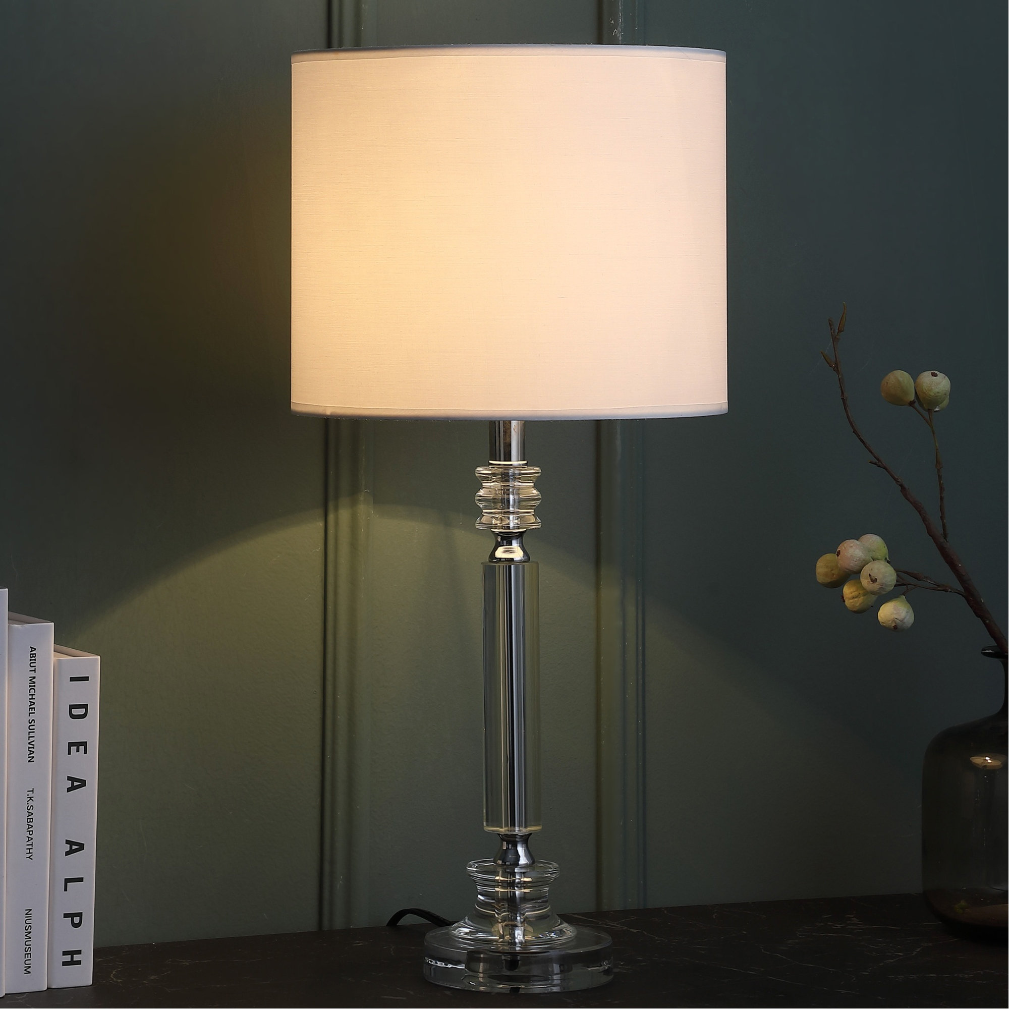 Ebern Designs 24.5" In Mitz Cut Crystal Column Modern Table Lamp | Wayfair