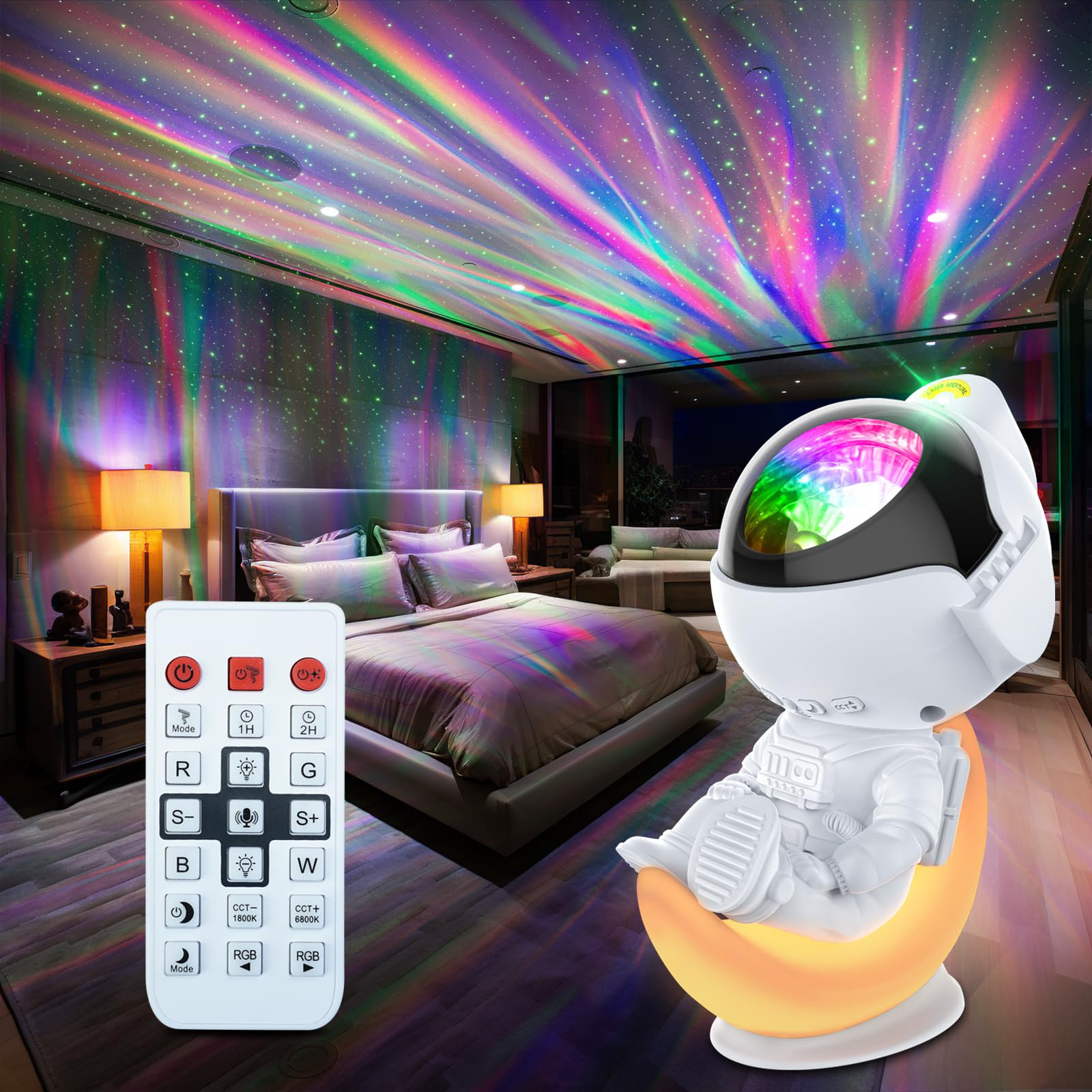 BBCPC Astronaut Galaxy Projector, Space Star Night Light with Timer ...