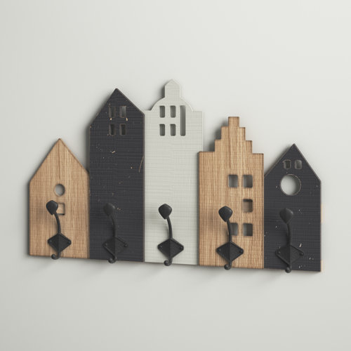 Sand & Stable Cayden Wall Mounted Coat Rack in Black/Brown & Reviews ...