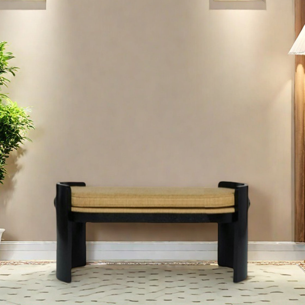 Hokku Designs Simple bench Black mall clothing store rest bench ...