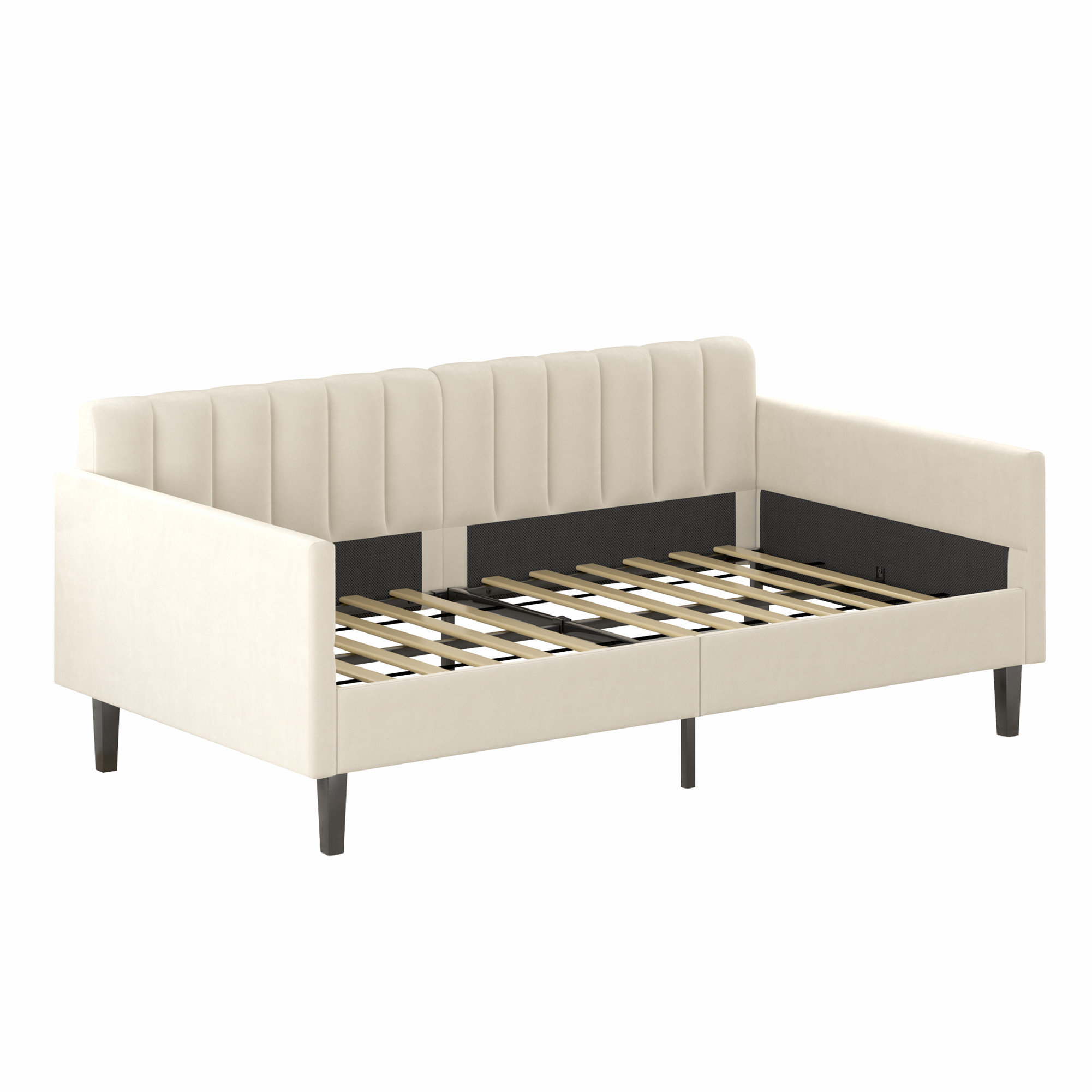 Creationstry Upholstered Daybed, Ribbed Tufted Backrest,Richly Hued ...
