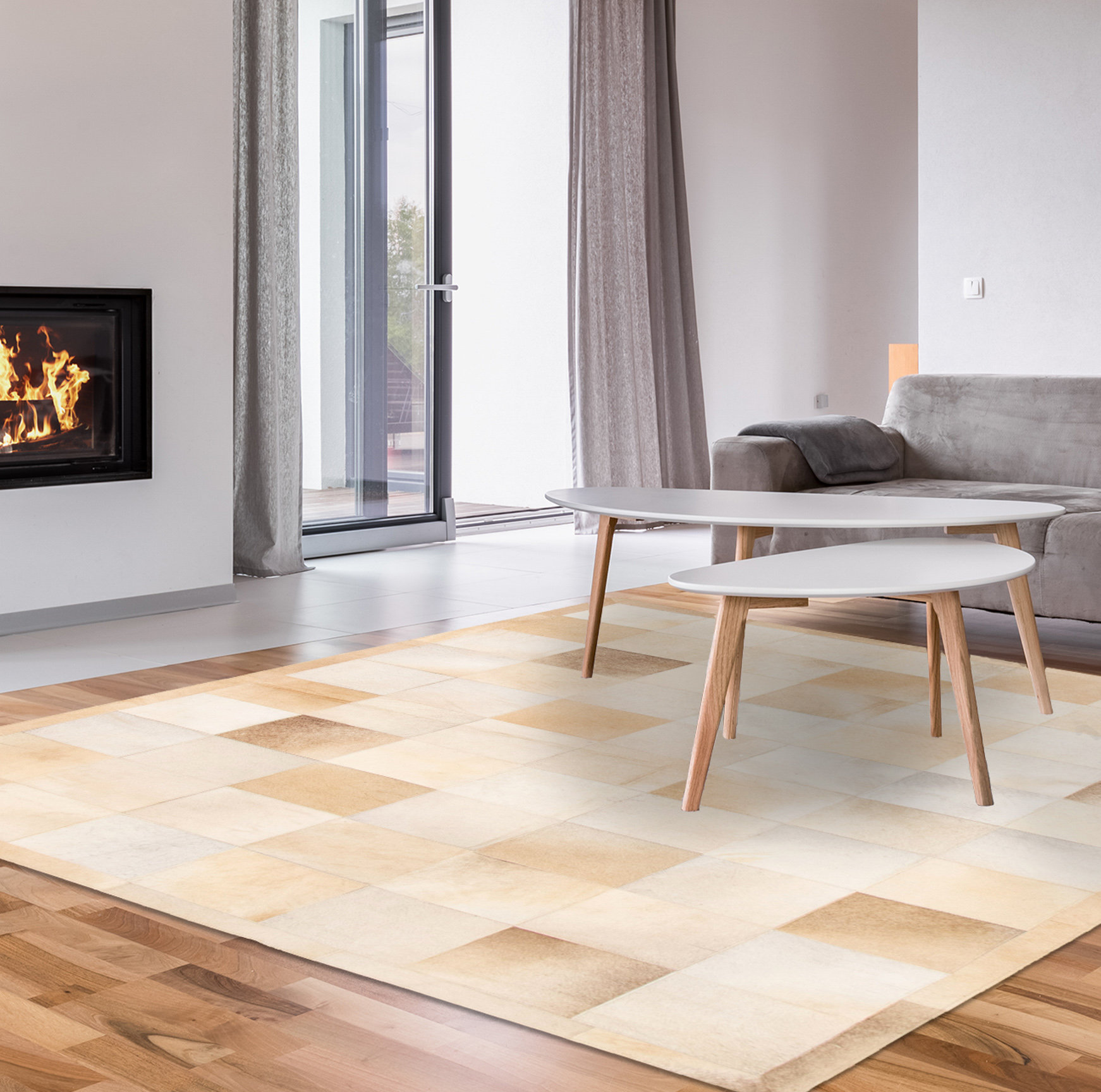 Foundry Select Handmade Cowhide Ivory Rug | Wayfair