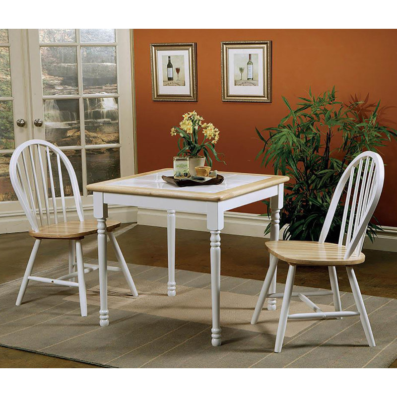 Charlton Home® Dathel Square Dining Table in Brown and White | Wayfair