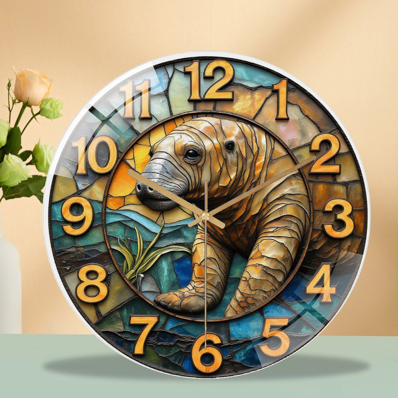 Dakota Fields 12" Round Tempered Glass Wall Clock with Silent Quartz ...