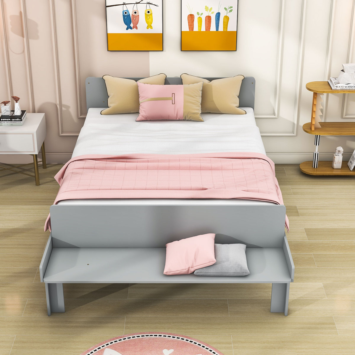 Latitude Run® Wood Bed with Footboard Bench | Wayfair