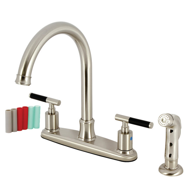 Kingston Brass Kaiser Two-Handle 4-Hole 8" Centerset Kitchen Faucet ...