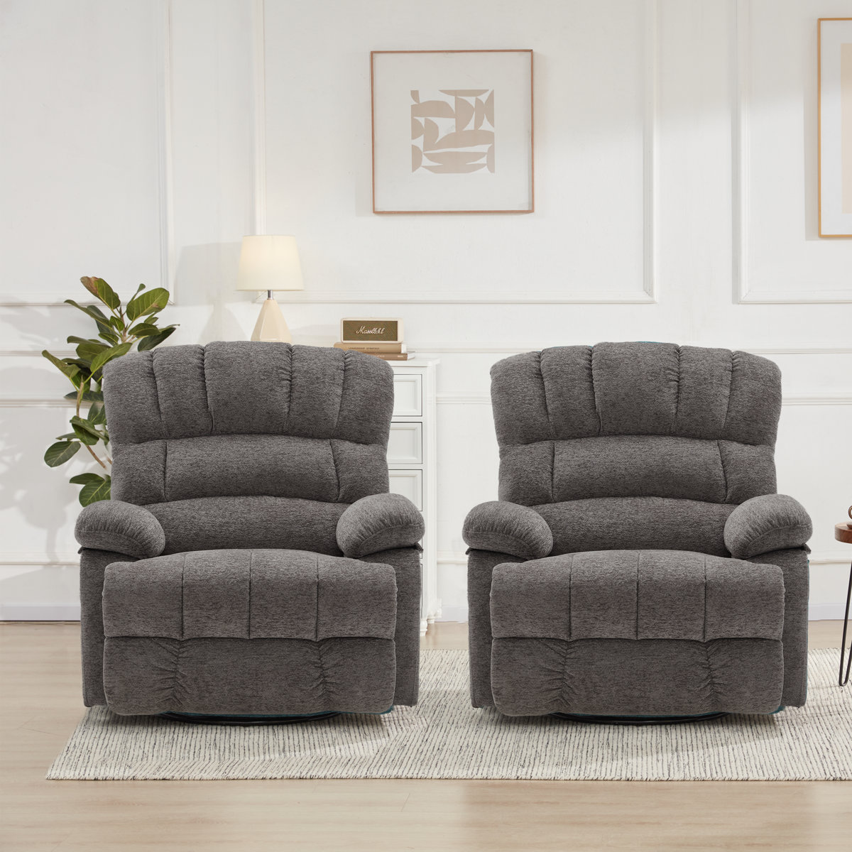 Latitude Run® 39.7" Wide Manual Upholstered Swivel Rocker Recliner(Set ...