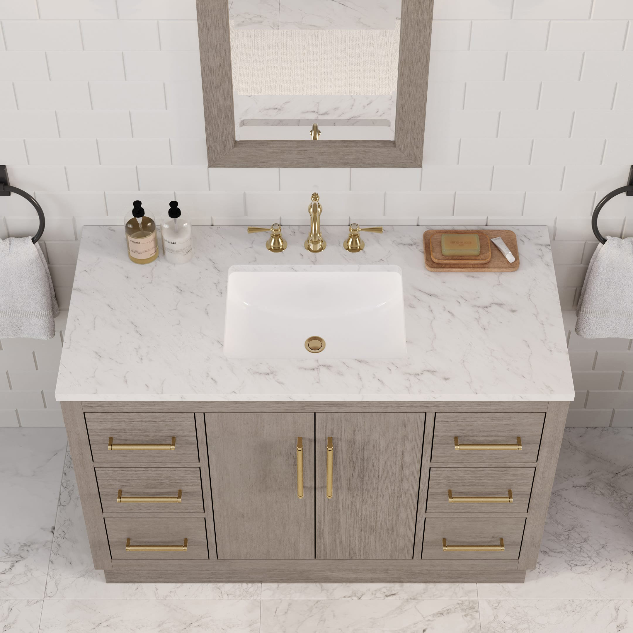 Water Creation Hugo 48 In. Single Sink Carrara White Marble Countertop ...