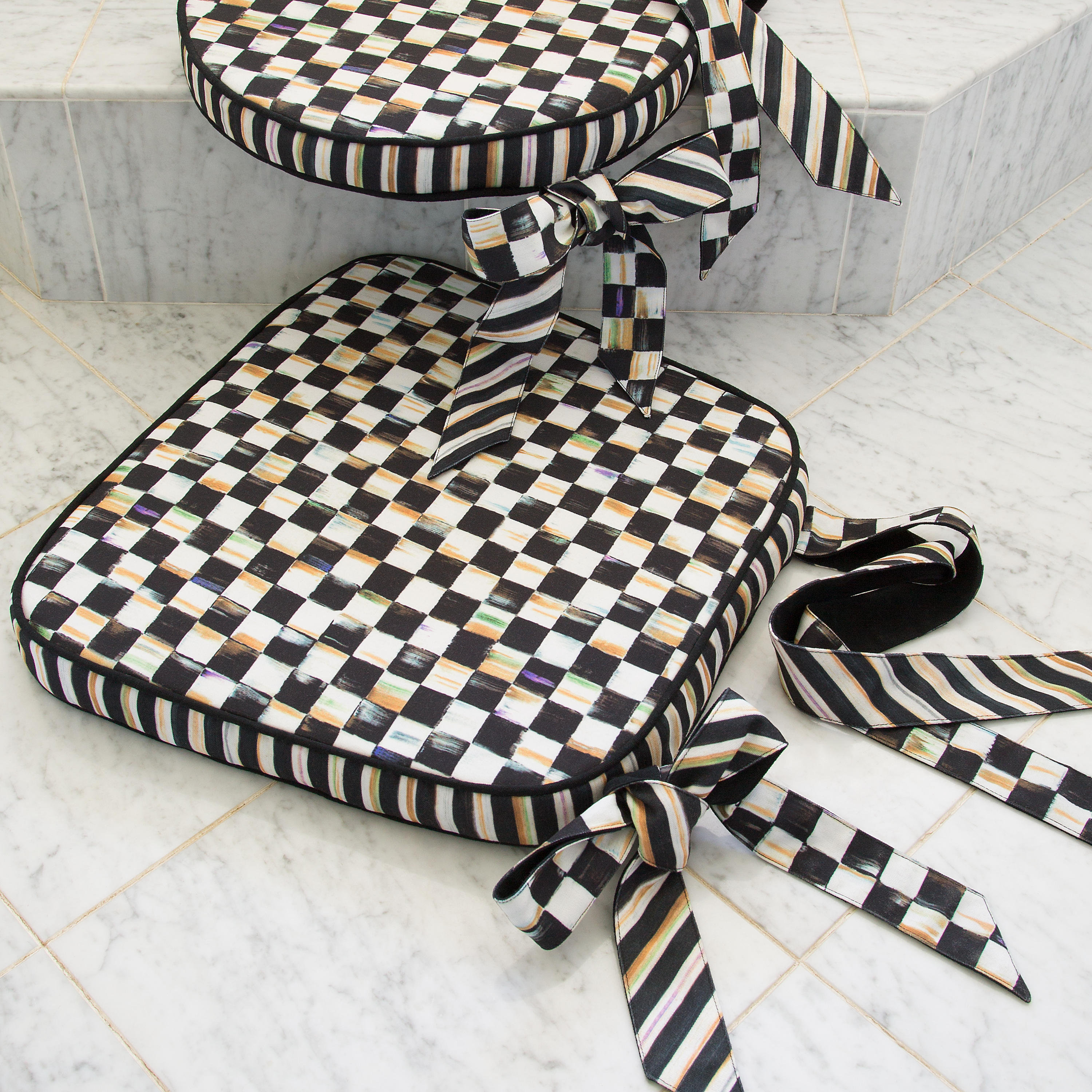 MacKenzie-Childs Courtly Check® Chair Seat Cushion & Reviews | Wayfair