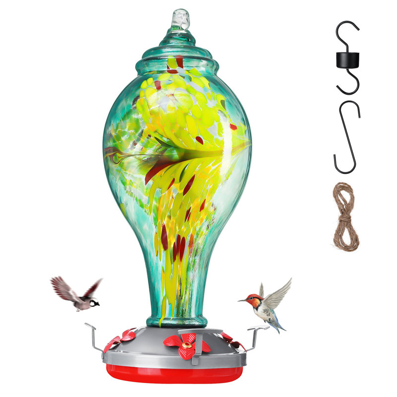 Arlmont & Co. Glass Freestanding Hummingbird Feeder | Wayfair