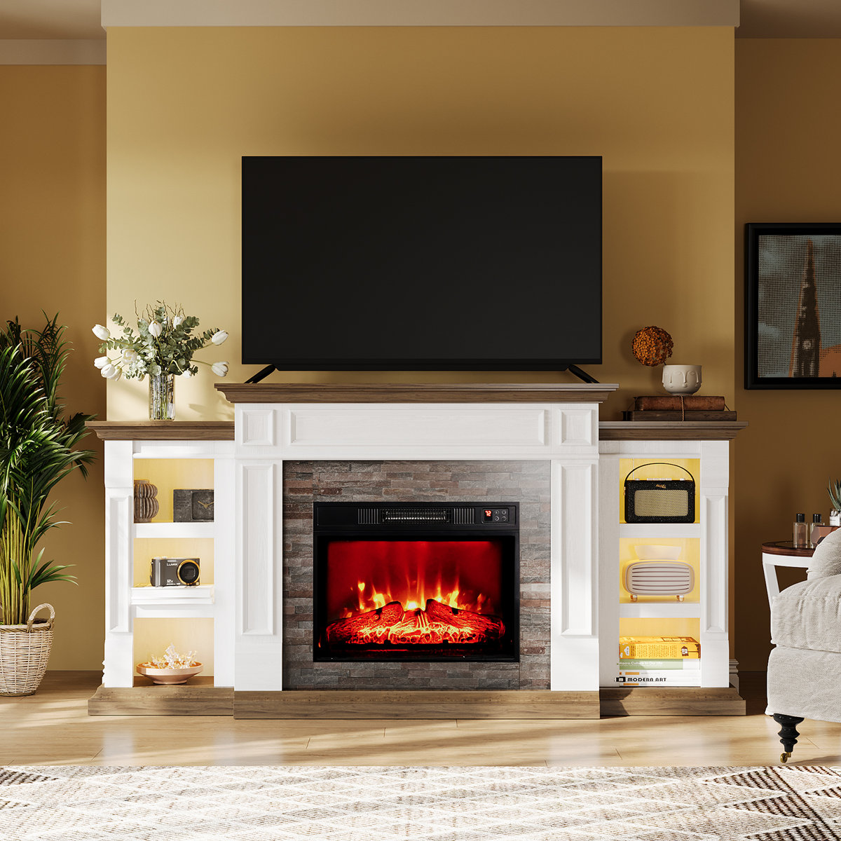 Ivy Bronx Raegyn 71.5'' W Electric Fireplace & Reviews | Wayfair