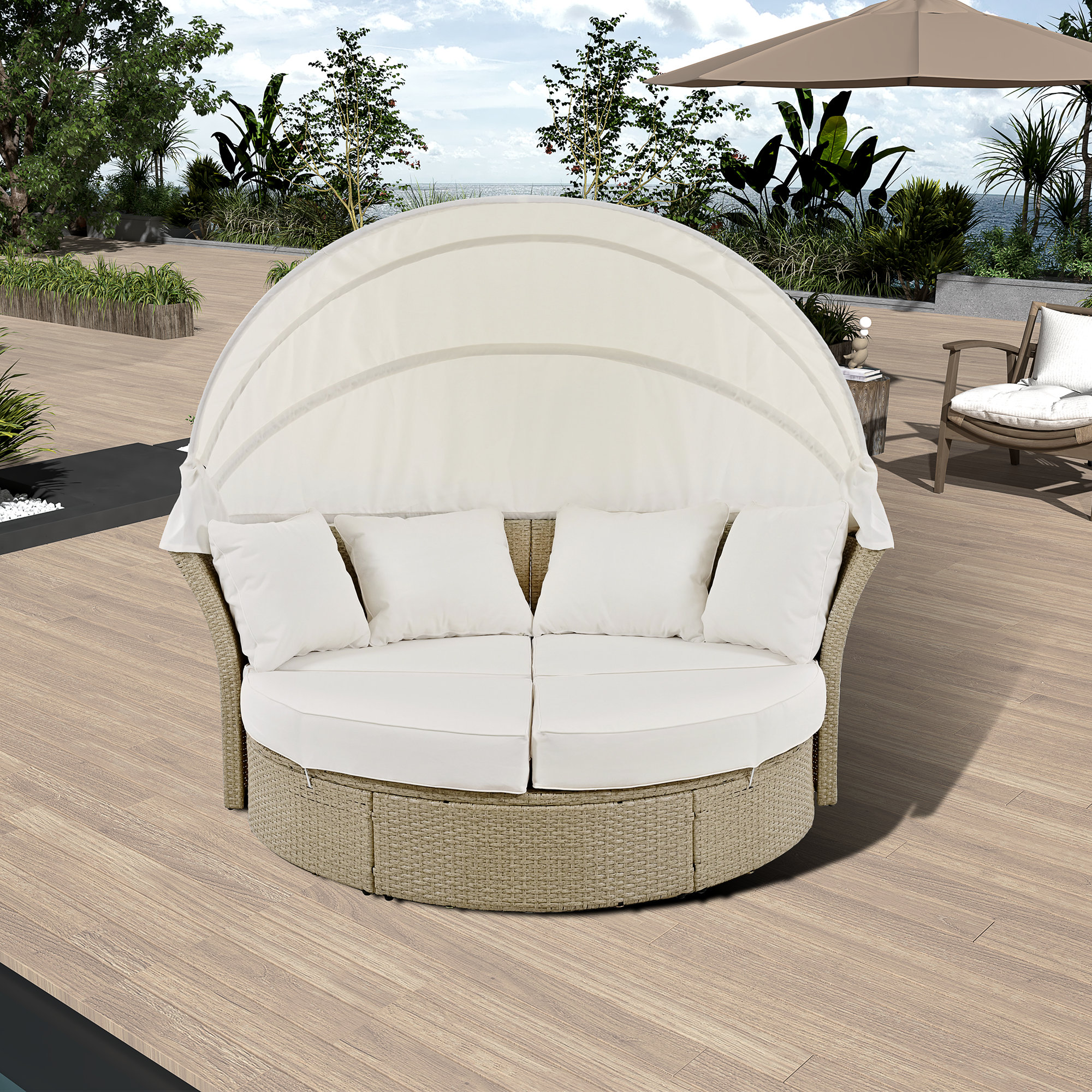 Latitude Run® Debro 69.83'' Wide Outdoor Curved Patio Daybed with ...