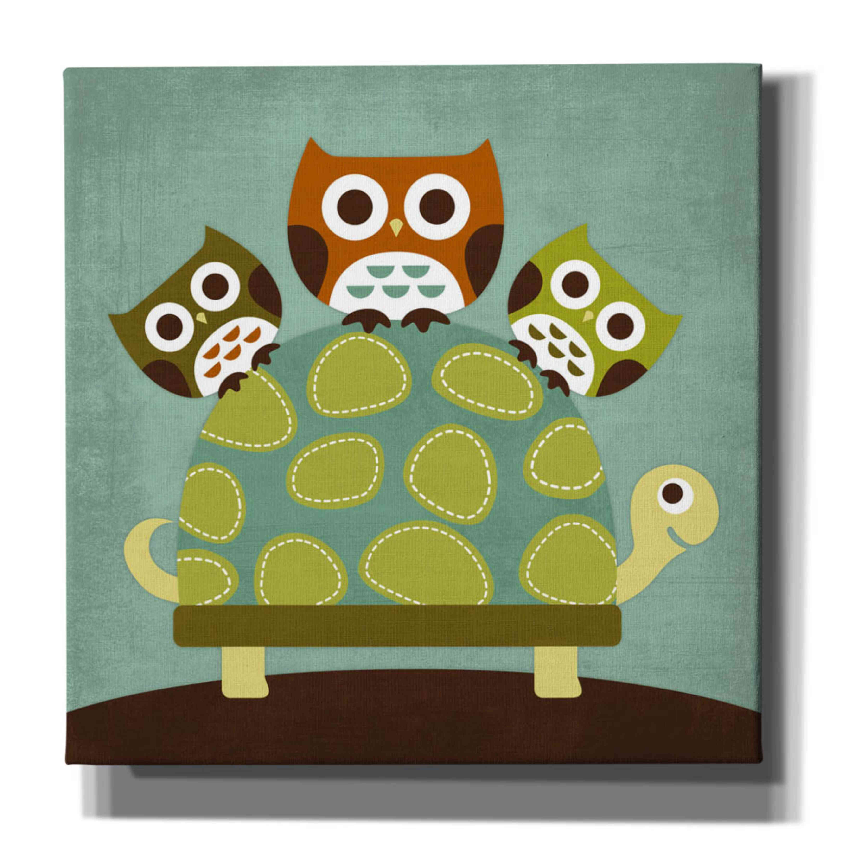 Millwood Pines Three Owls on Turtle by Nancy Lee - Wrapped Canvas Print ...