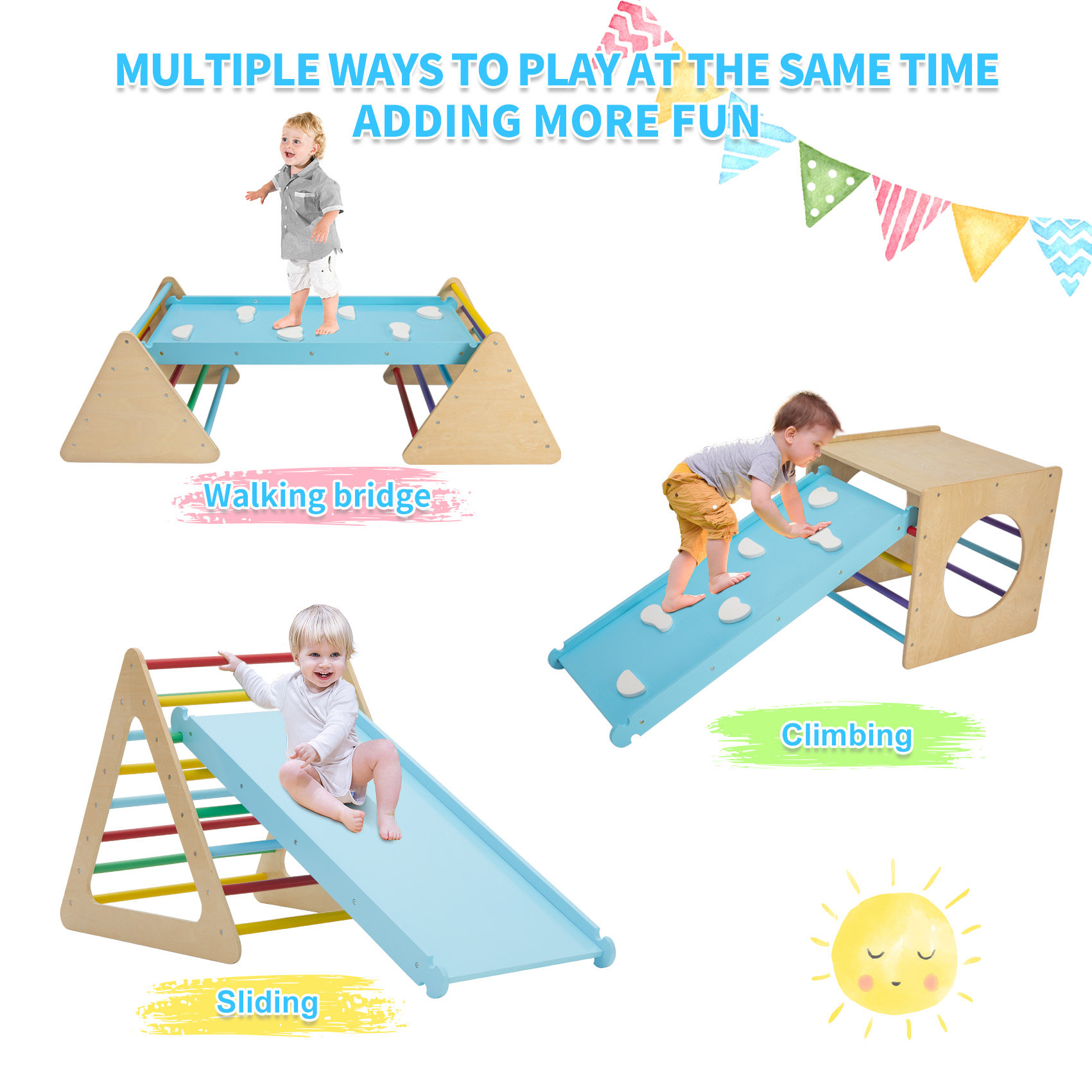 GOME Set of 7 Toddler Triangle Climbing Toys Play Gym - Wayfair Canada