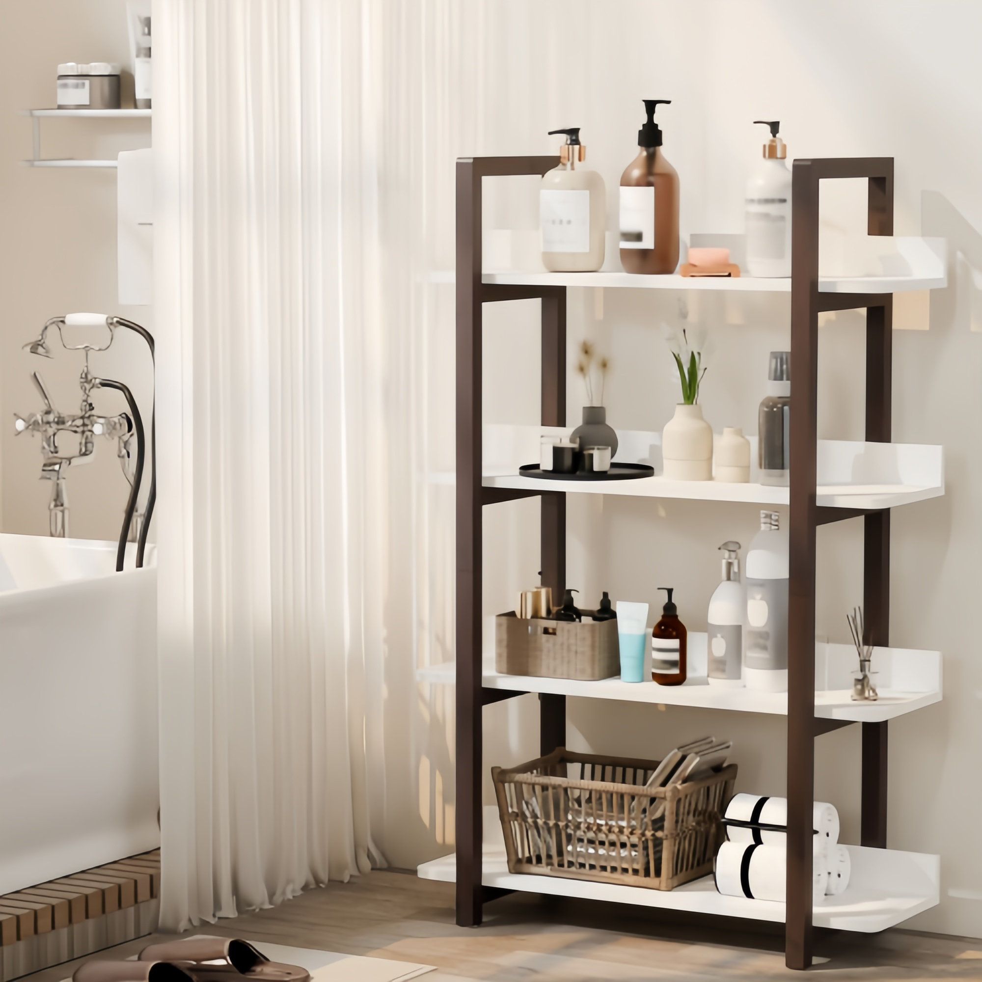 Ophelia & Co. Multifunctional Solid Wood Bookcase With Planter Stand ...