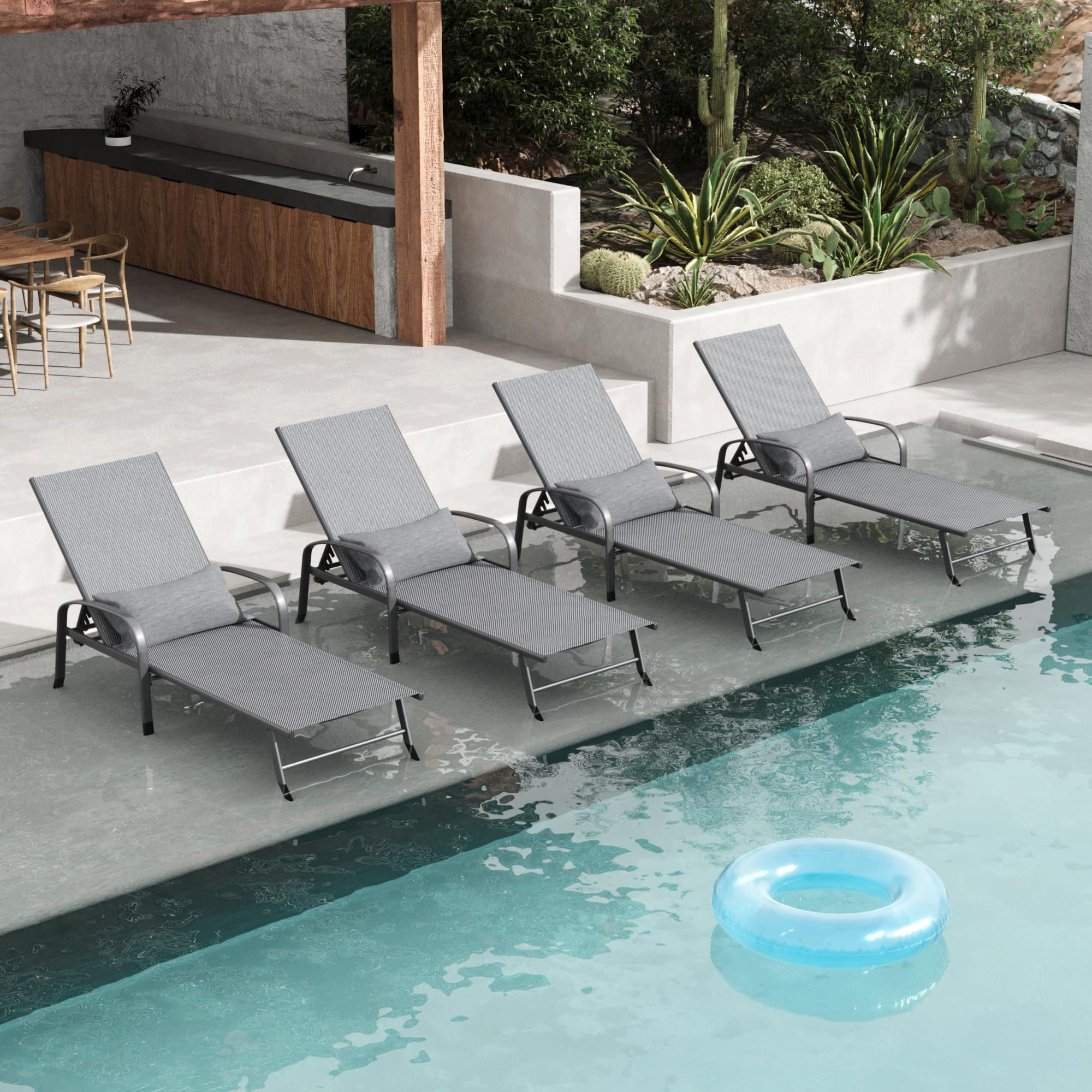 Ebern Designs Outdoor Chaise Lounge Chair Adjustable Pool Lounge Chairs ...