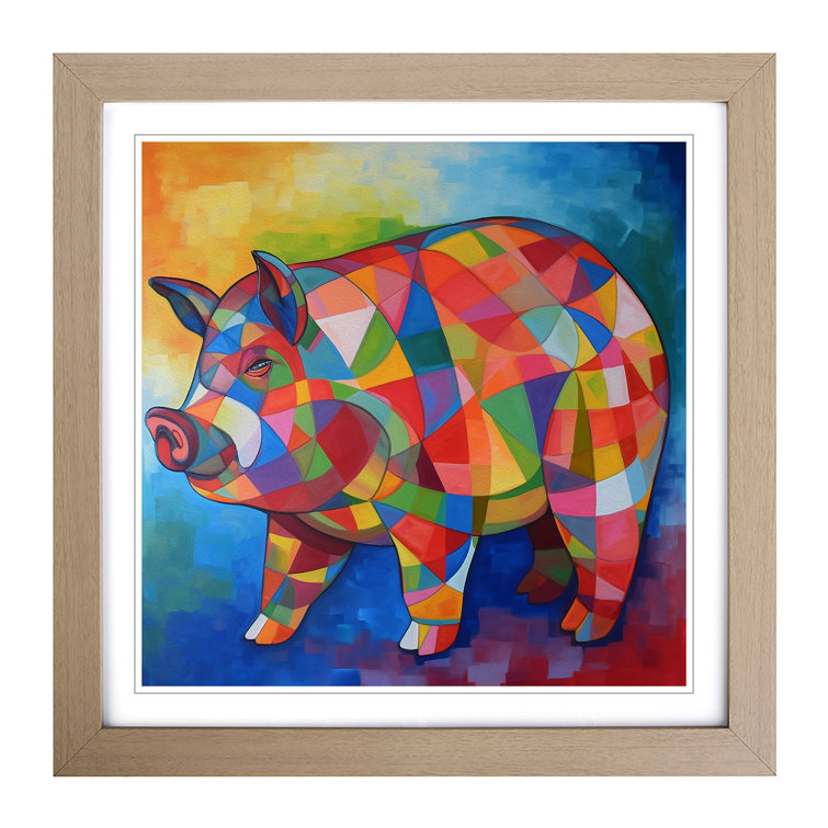 Brambly Cottage Pig Cubism - Single Picture Frame Art Prints on Wood ...