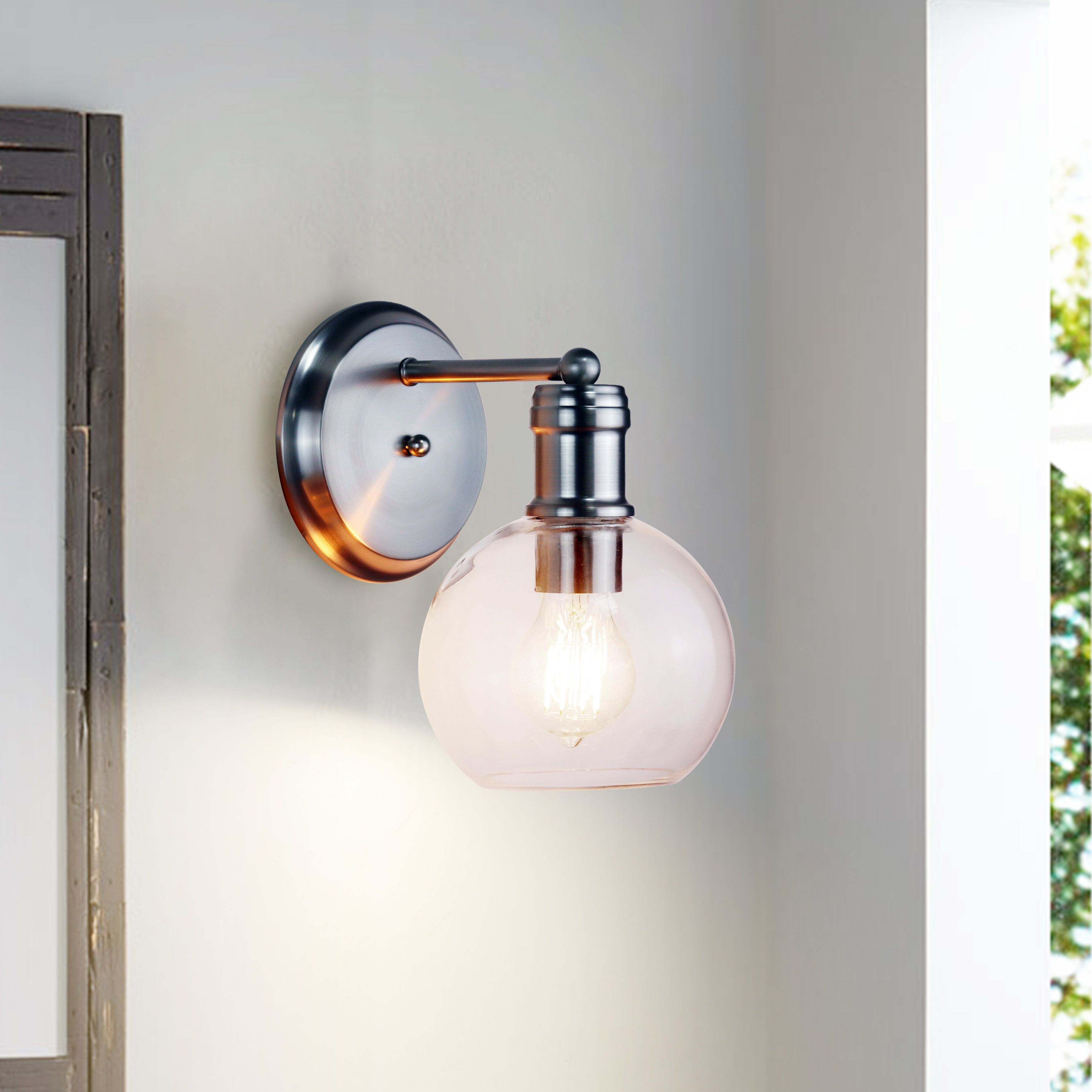 Breakwater Bay 1 - Light Dimmable Brushed Nickel Armed Sconce | Wayfair