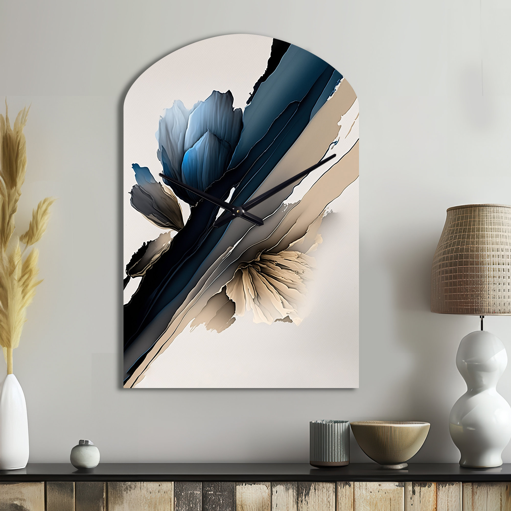 Design Art Hyper realistic Peony Flowers III - Arch Shape White Wall ...