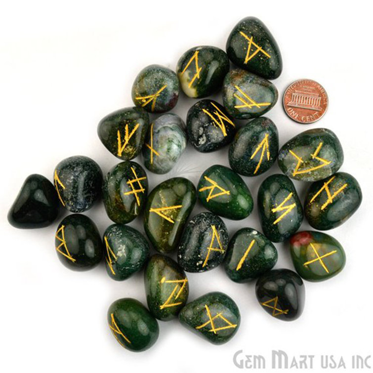 GEMMART USA Rune Stones Medium Size Spiritual Futhark Reiki Symbols ...