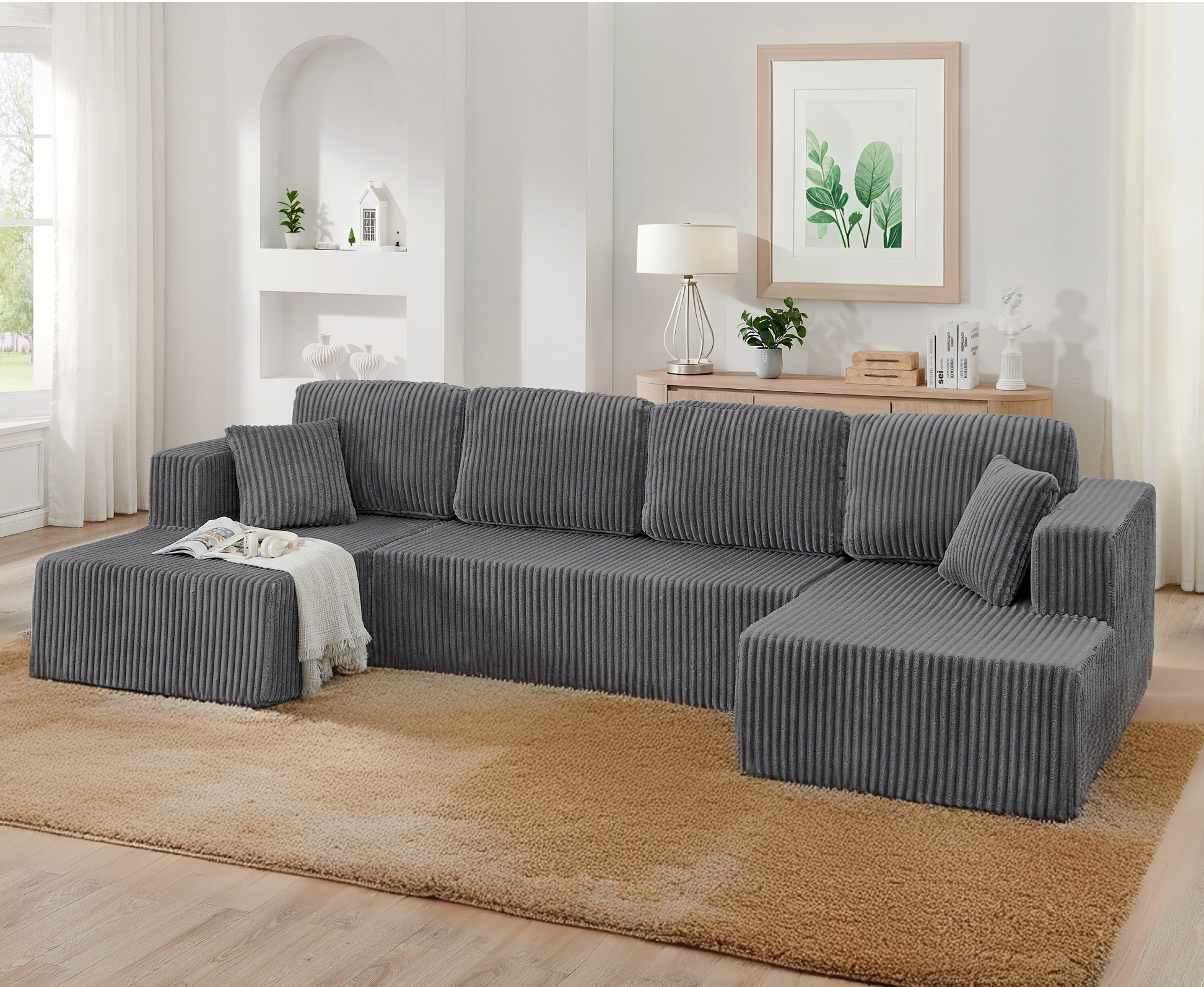 Ivy Bronx Canapé modulaire rembourré en U 132,48 po sans assemblage ...