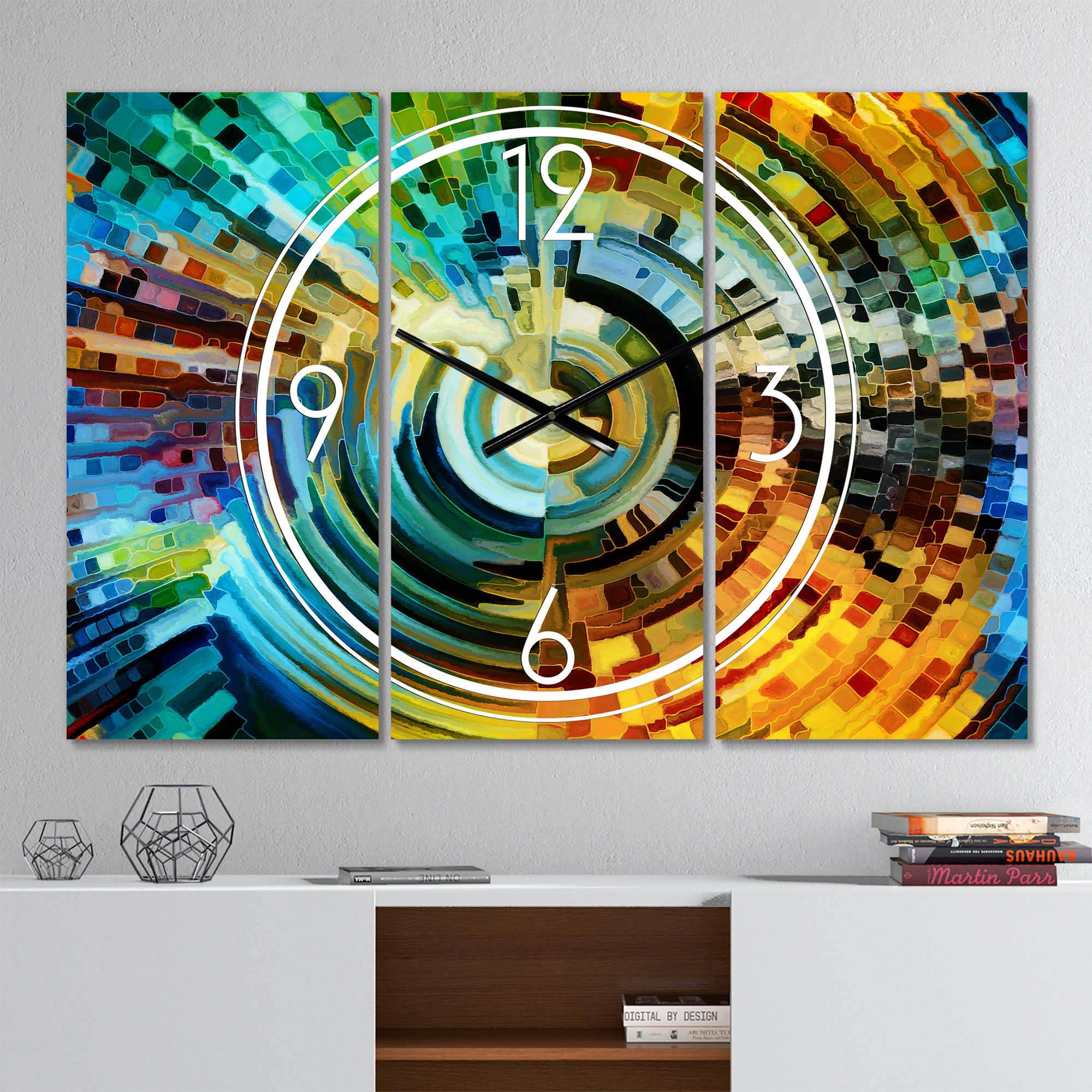 East Urban Home Paths of Stained Glass - Modern wall clock | Wayfair
