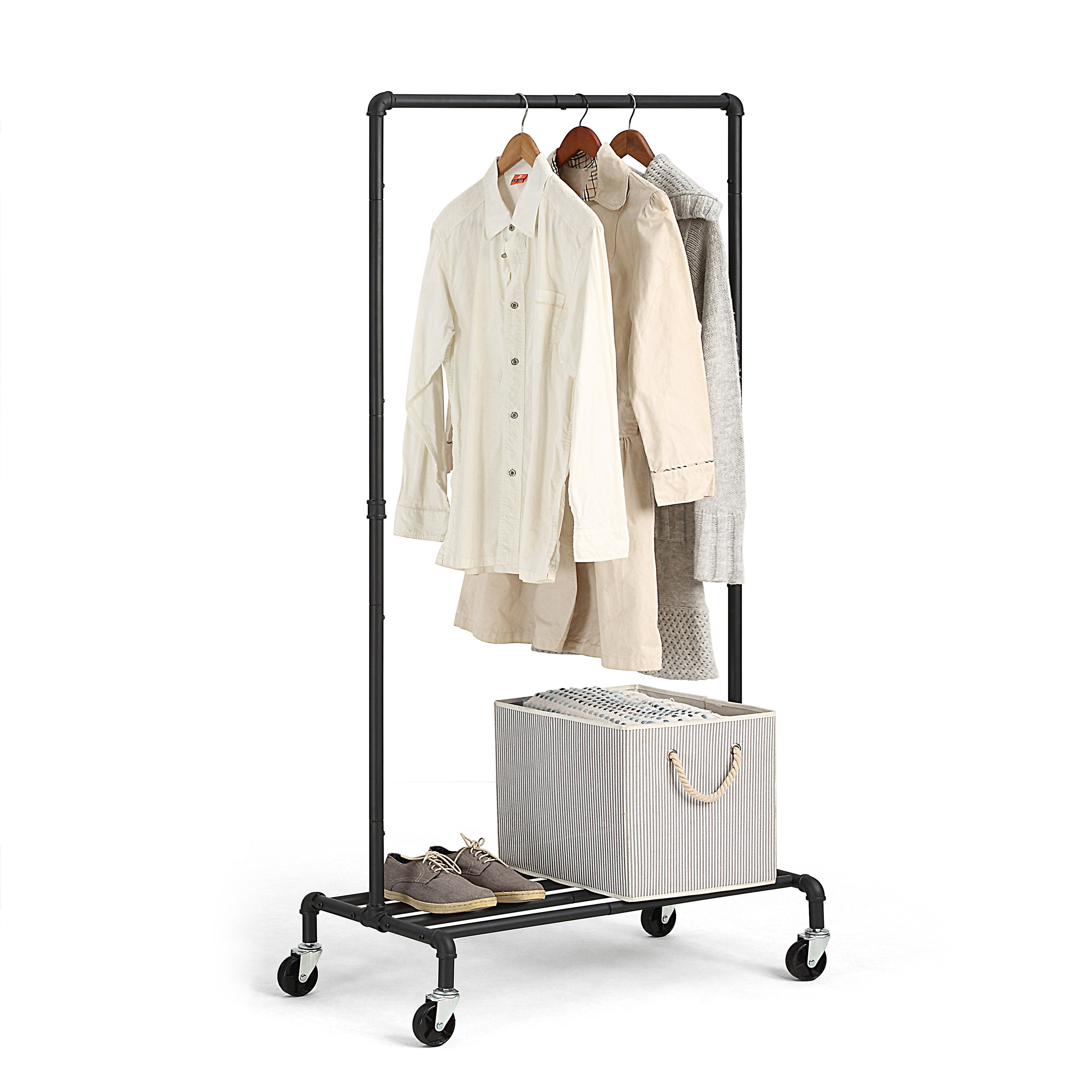 Rebrilliant Martelus 32.7'' Metal Rolling Clothing Rack Covers ...