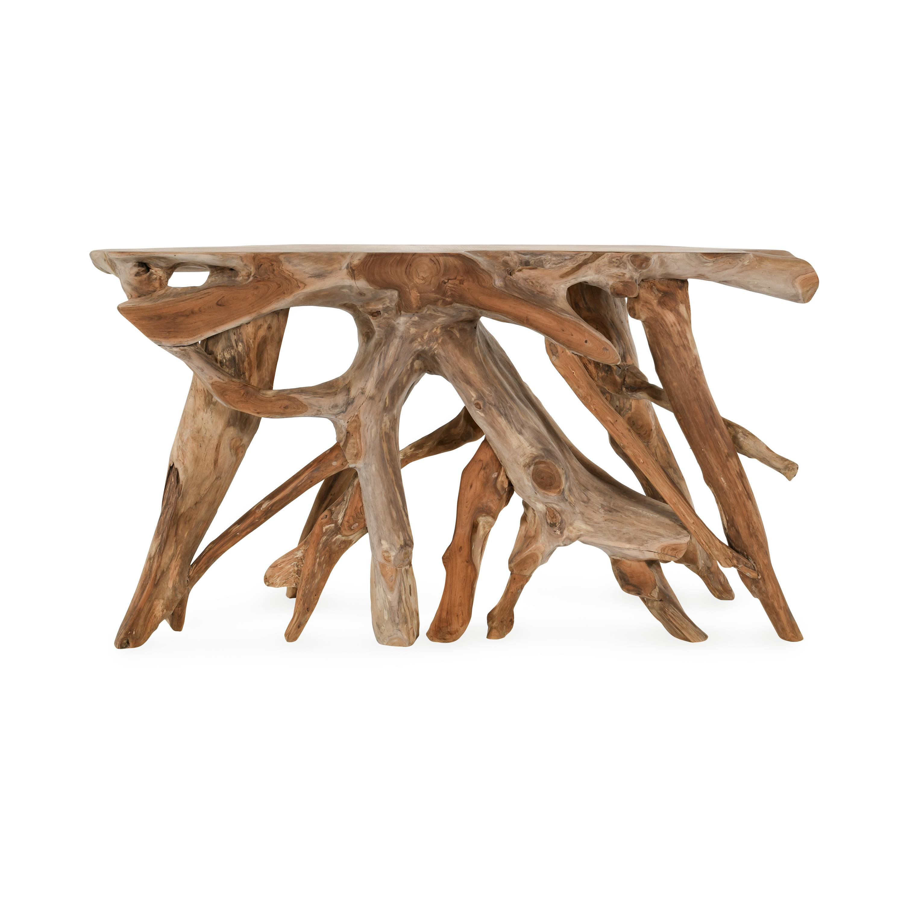 Classic Home Cypress Natural Root Teak Wood Sofa Console Table | Wayfair