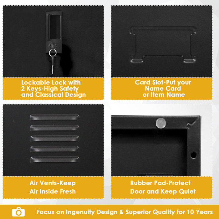 SUNCROWN Metal 3 - Tier 35.4'' Gym Locker with Key & Reviews | Wayfair