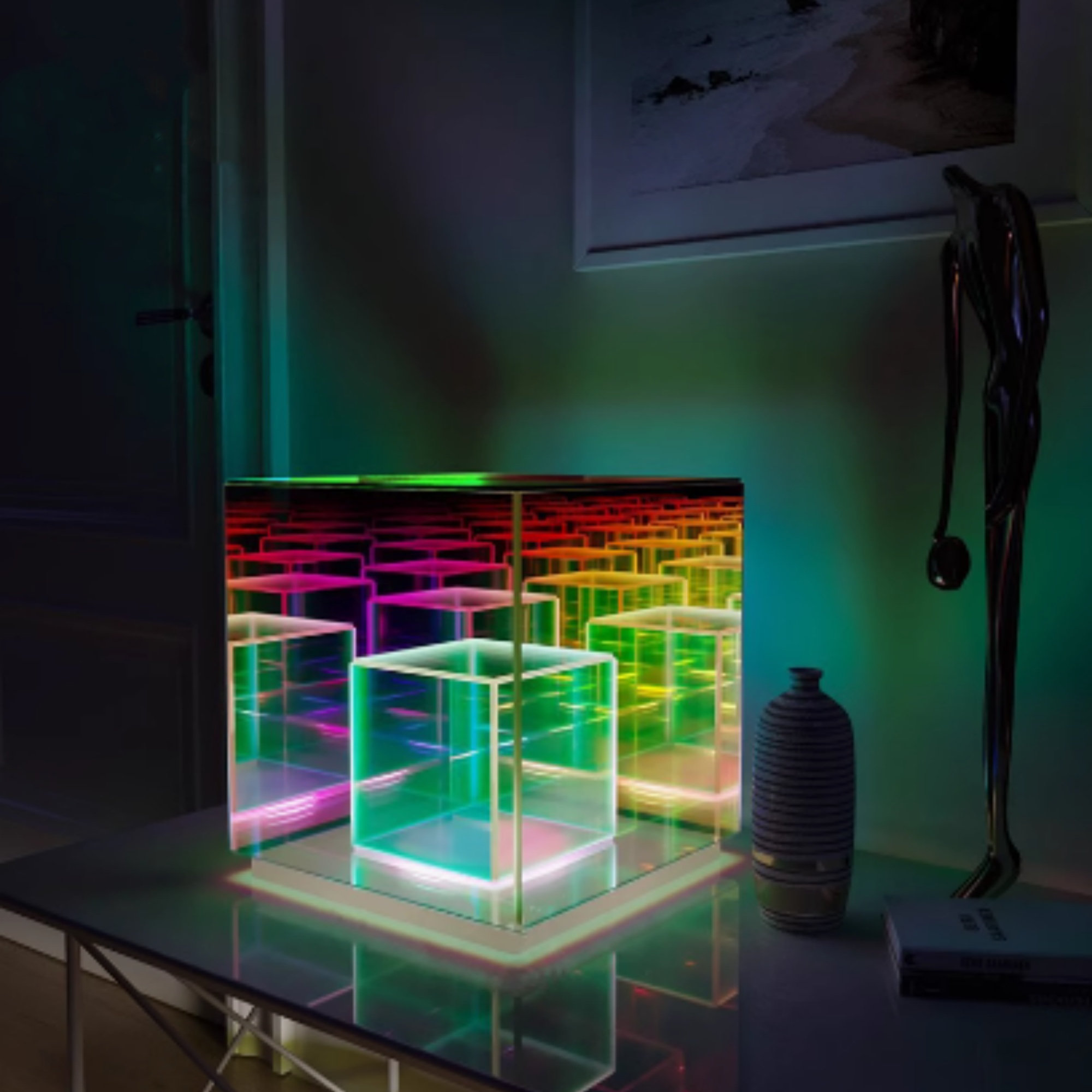Orren Ellis Hypercube Magic Box Table Lamp | Wayfair