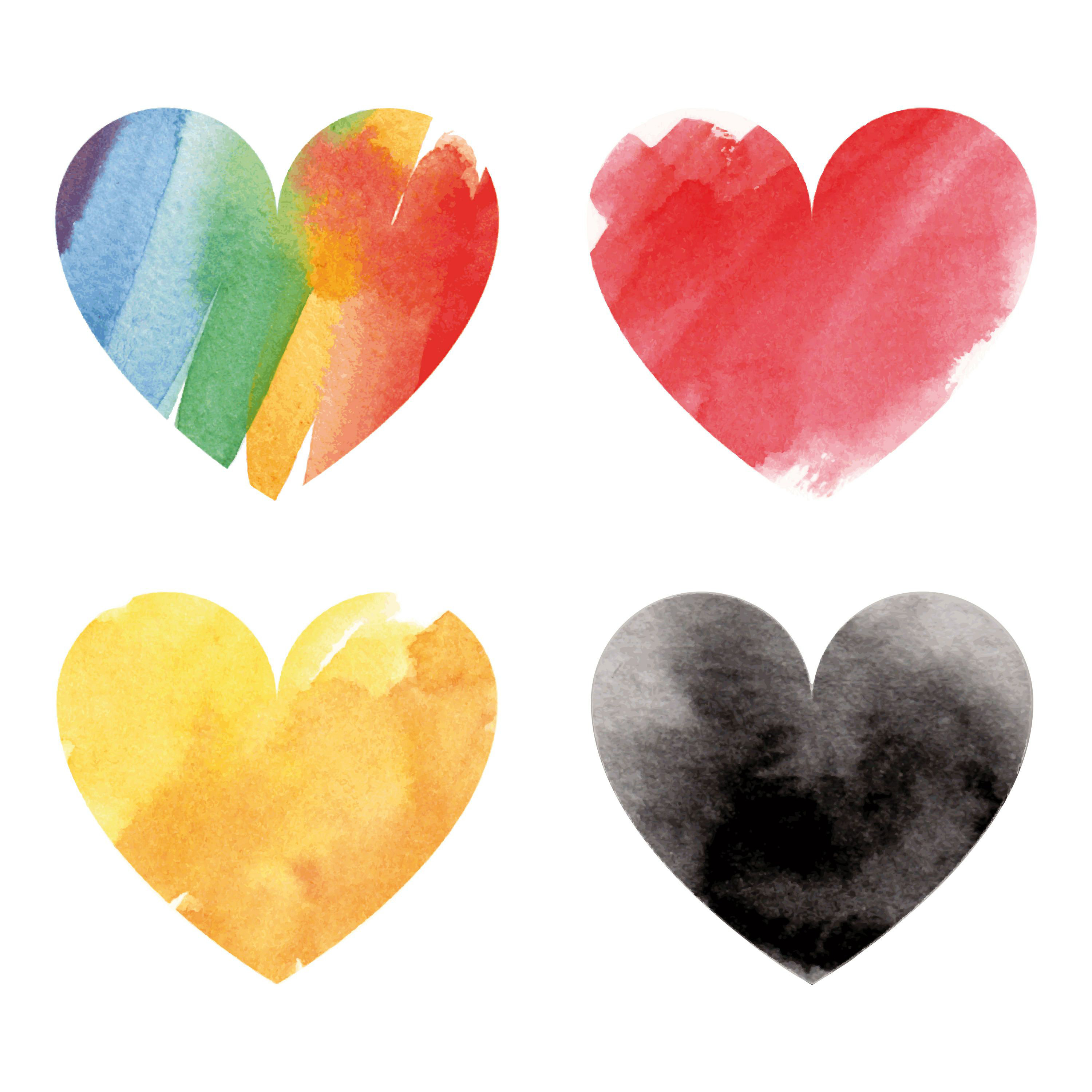 Ebern Designs Letika Collection Of Watercolor Hearts - Wrapped Canvas ...