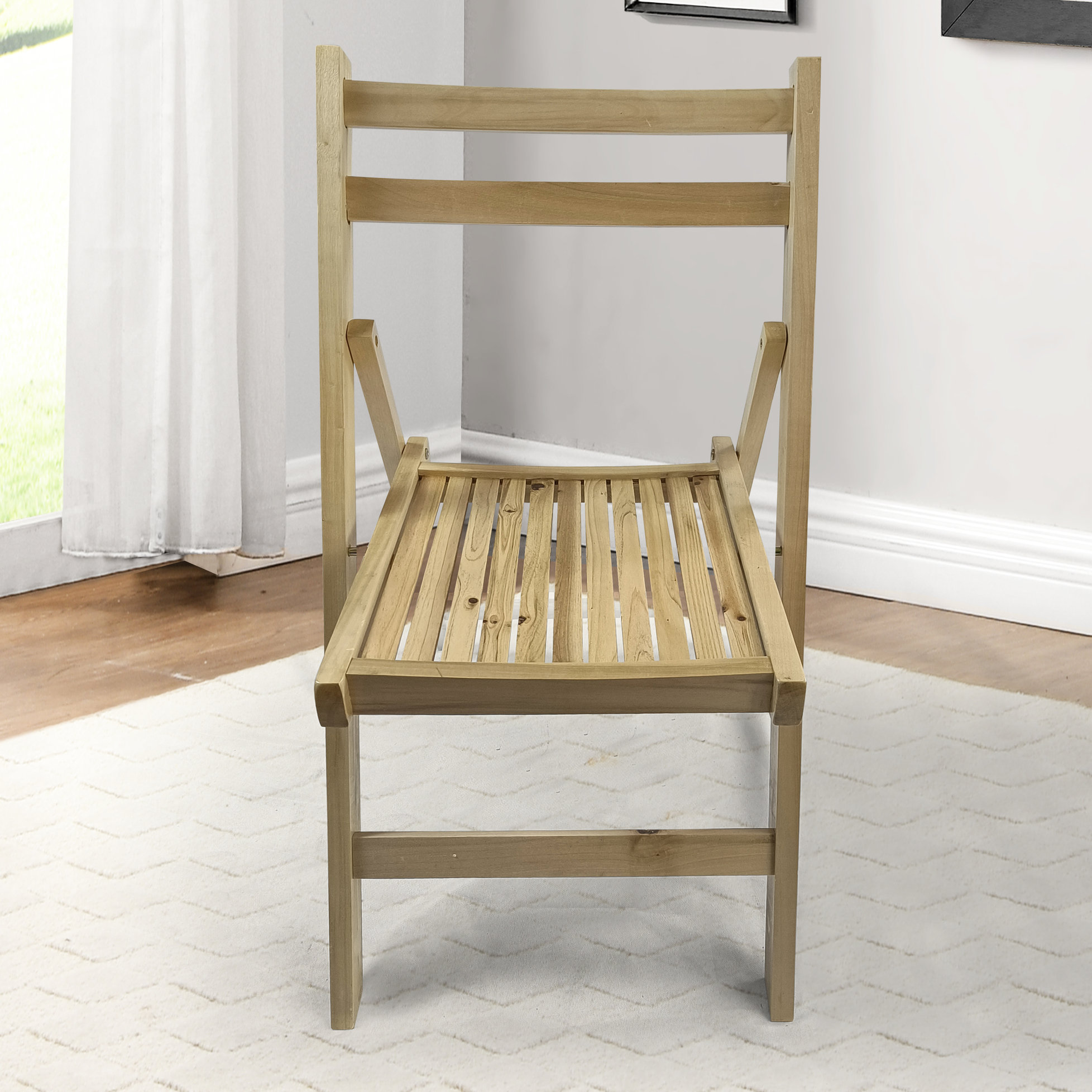 Winston Porter Of 4 Solid Wood Folding Chairs - Portable And Convenient ...