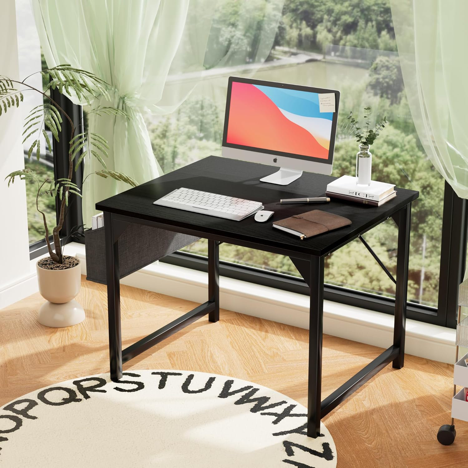 17 Stories Computer Desk 40 Inch Small Office Desk With Storage Bag ...