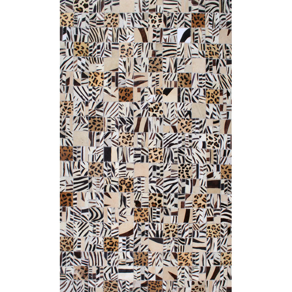 Modern Rugs Ayub Hand Tufted Leather Area Rug in Beige/Brown/Black ...