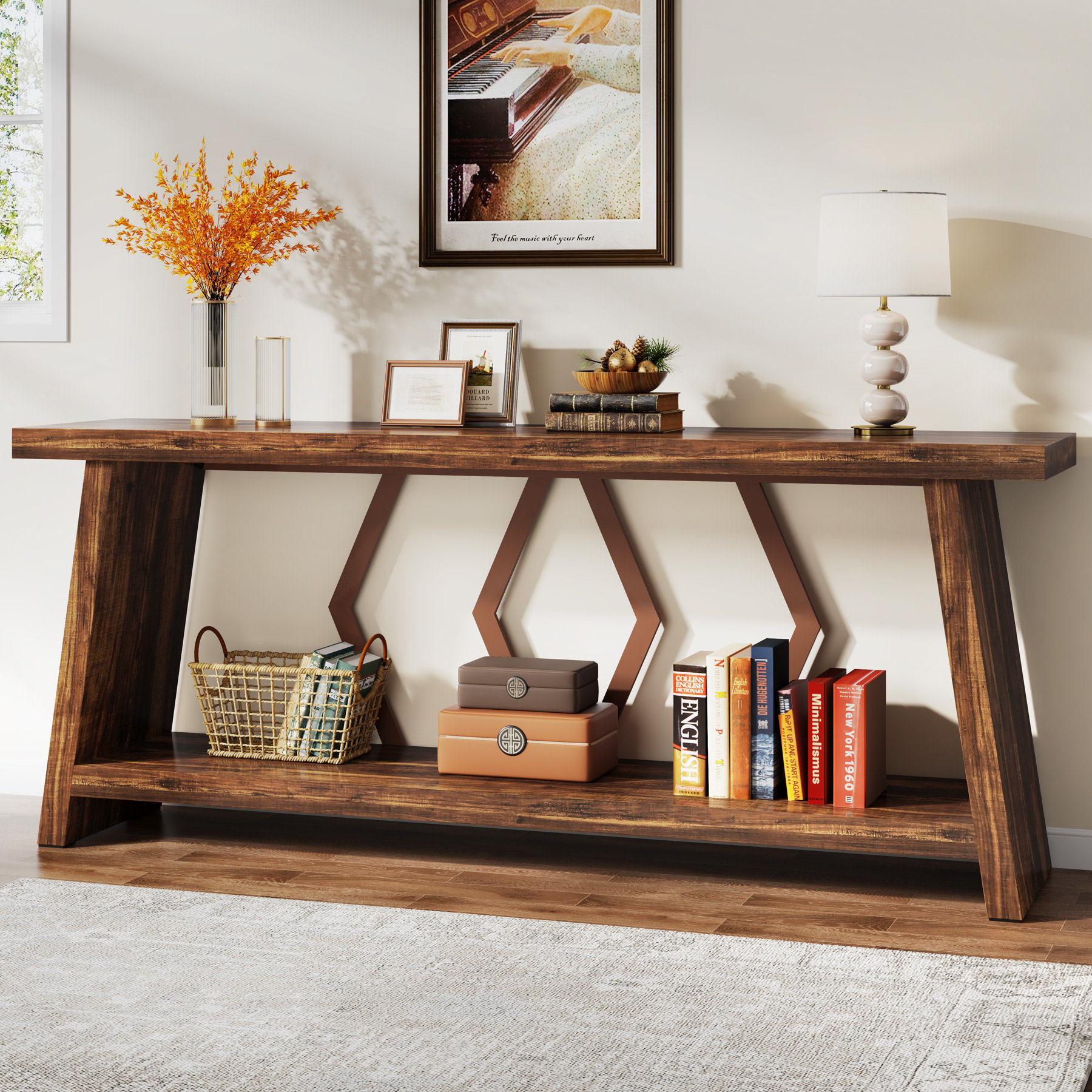 Mercer41 Danieliz 70.86'' Long Console Entryway Table for Living room ...