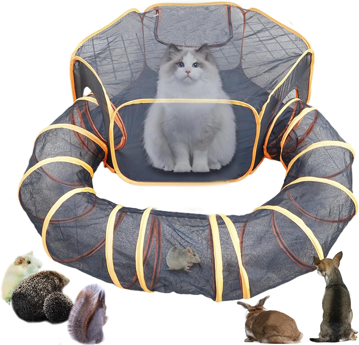 Amgo 2 Panels Portable Playpen Enclosures with Tunnel for Pet, Cat ...